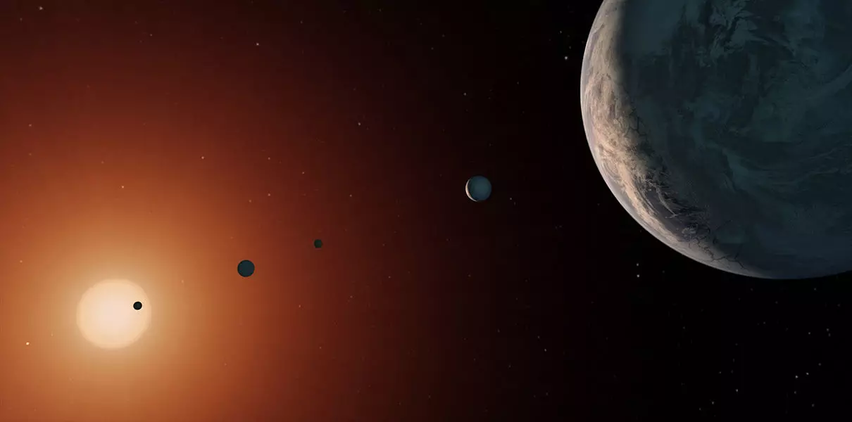 Mae dwysedd planedau tebyg i'r Ddaear yn y system TRAPPIST-1 wedi'i bennu