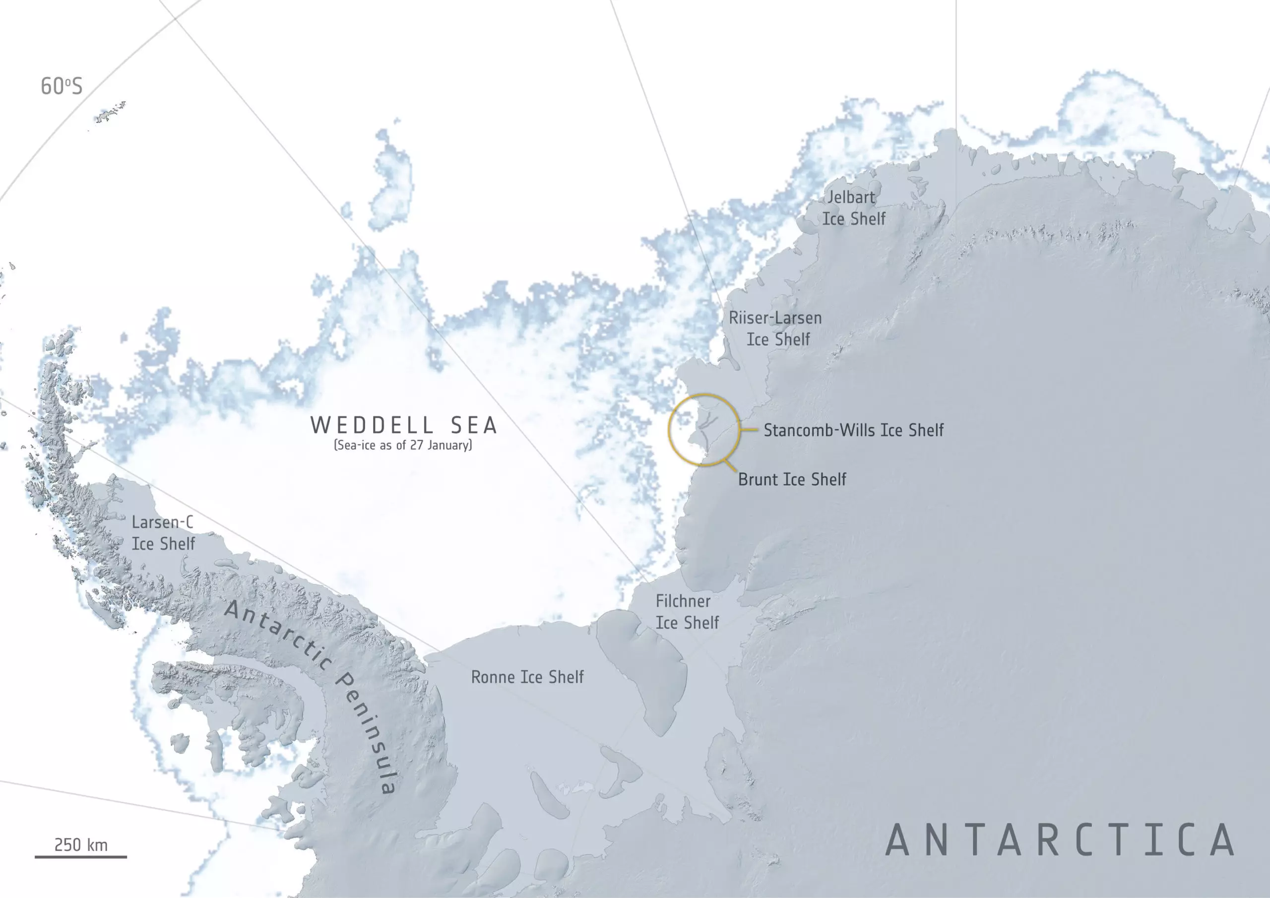 Shelf Brunt na Antarctica na -ada n'ike nke mita 5 kwa ụbọchị 42857_2