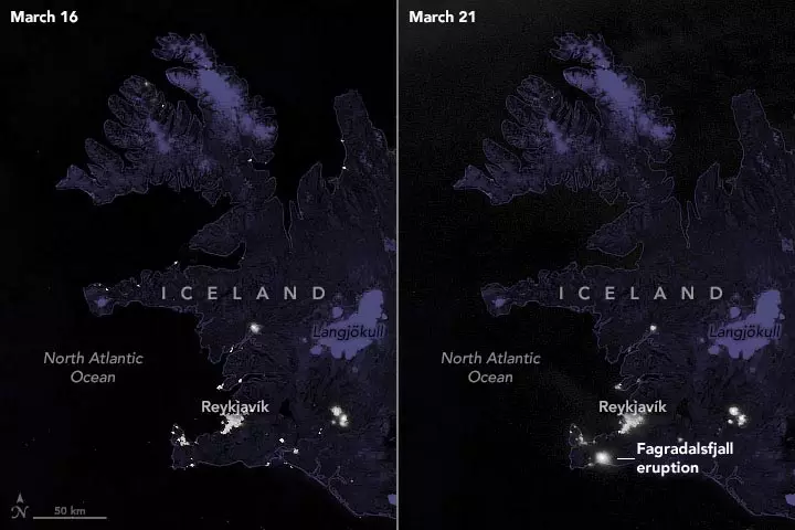 A NASA mostrou como é uma erupção vulcânica na Islândia vista do espaço