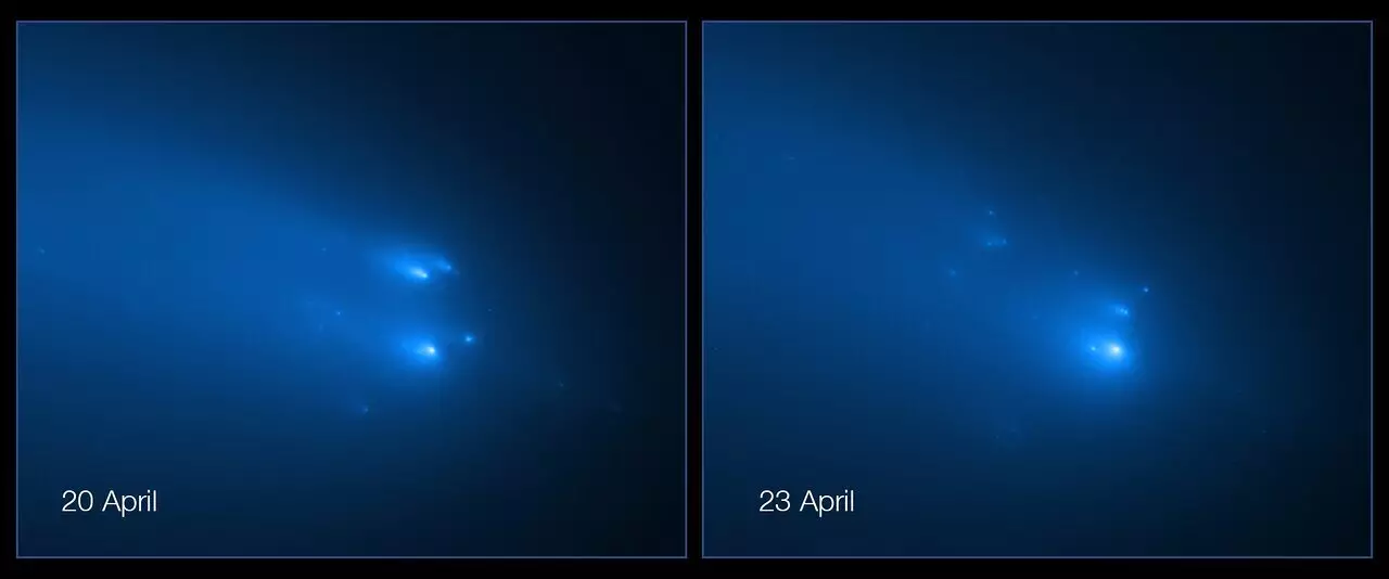 זען די קאָמעט אַטלאַס פאַלן באַזונדער אין Hubble טעלעסקאָפּ בילדער