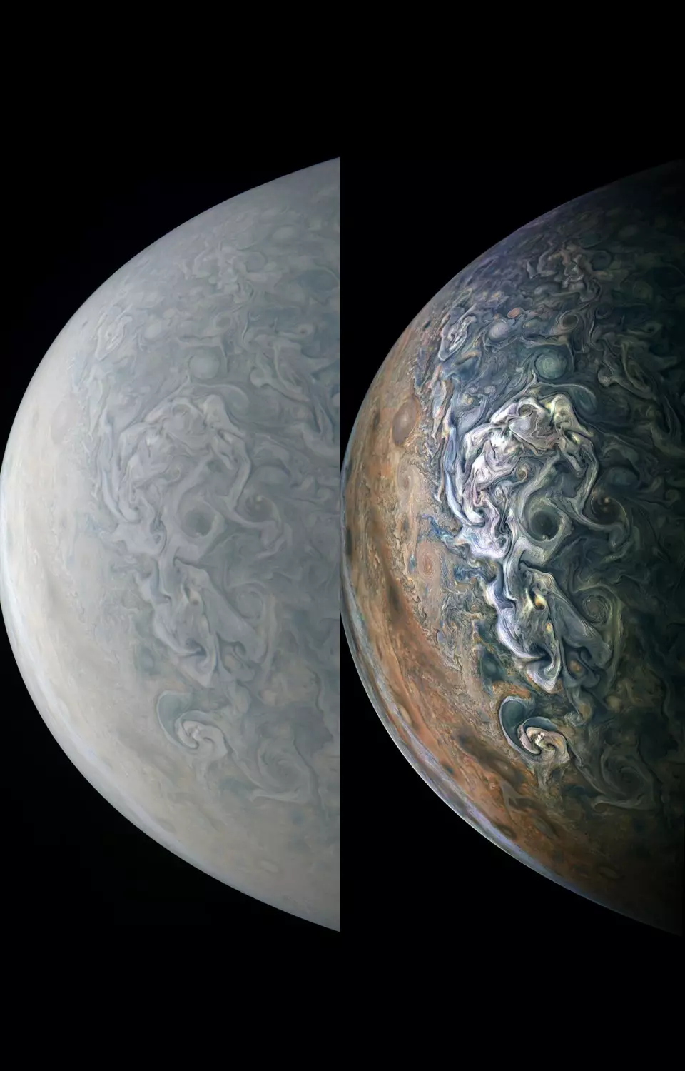 NASA parantos ngaluarkeun gambar anyar suasana Jupiter. Artis ngalengkepan aranjeunna - tétéla henteu langkung goréng dibanding para ekspresionis! 48341_3