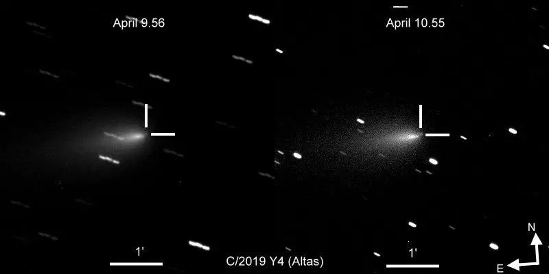 Astronomen zagen fragmenten van de ingestorte komeet ATLAS 52013_1