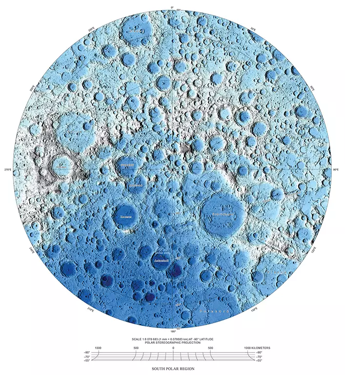 Kyk na die mees gedetailleerde atlas van die maan se suidpool 55796_2