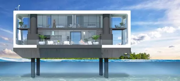 The concept of a floating, fully autonomous home is presented 57101_1
