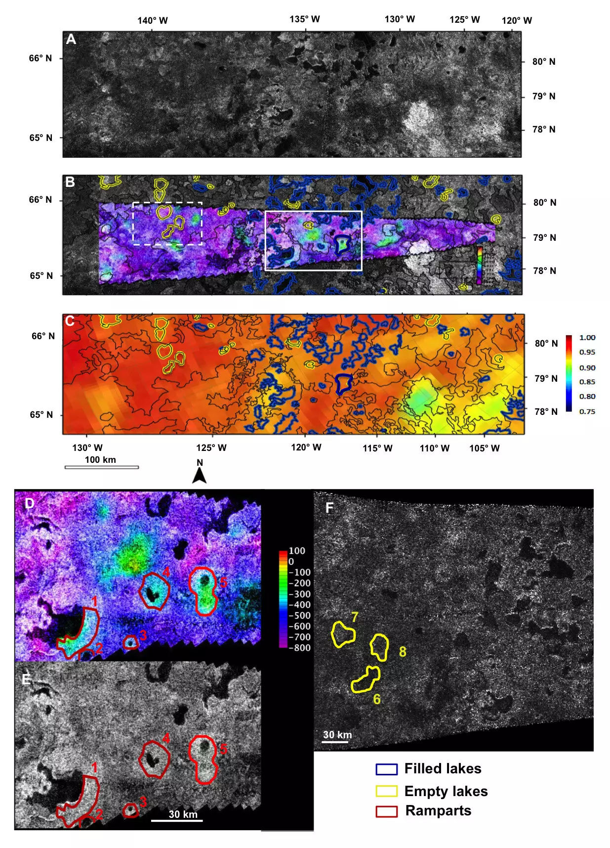 Cassini dia manambara ny mekanisma amin'ny famoronana peratra vato hafahafa manodidina ny farihy metana ao Titan 58996_2