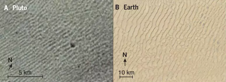 De horizontale strepen op Pluto blieken gewoane dunen te wêzen. Fan metaan iis 62981_1